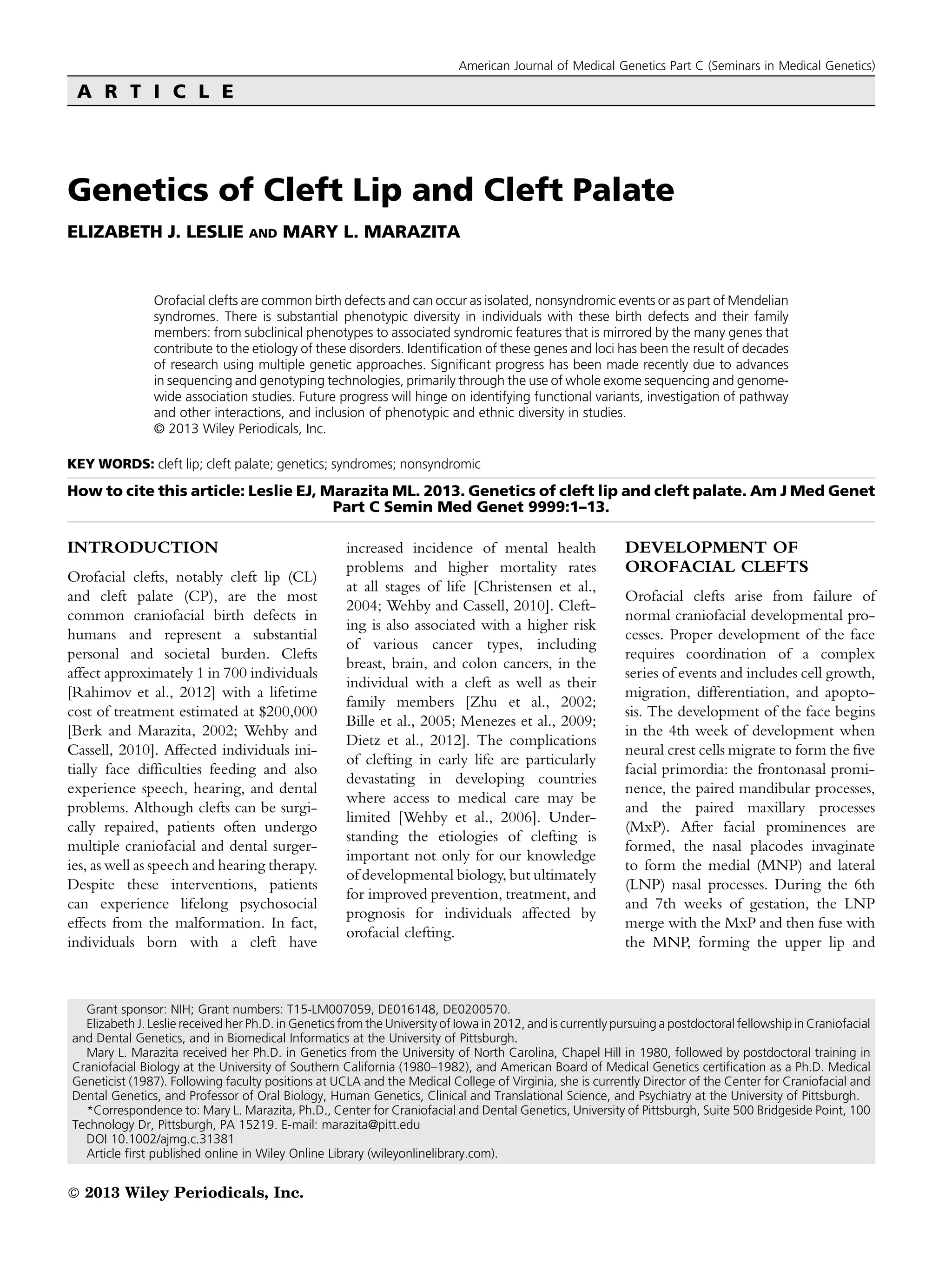 GENETIC BASIS OF CLEFT LIP & pALATE.pdf ORTHODONTICS | PDF