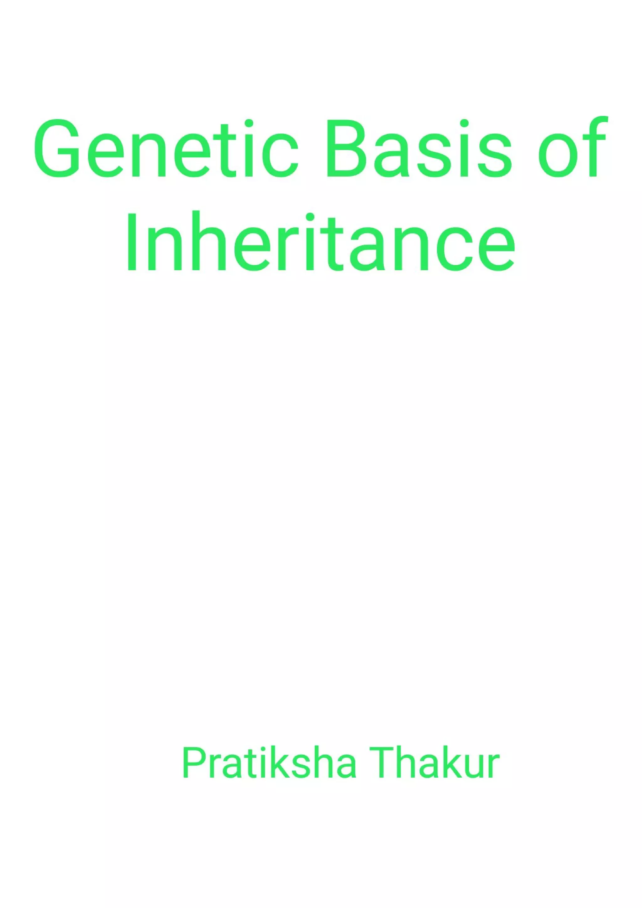Genetic Basis of Inheritance | PDF | Free Download