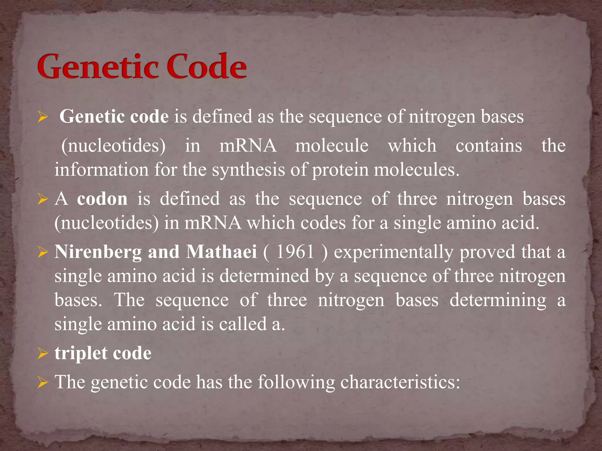 Genetic code - Charateristics | PPT