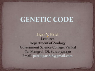Genetic code - Charateristics | PPT