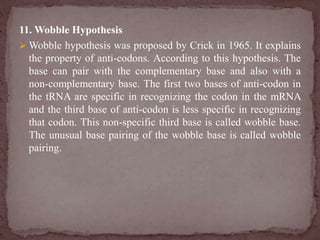 Genetic code - Charateristics | PPT