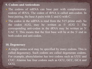 Genetic code - Charateristics | PPT