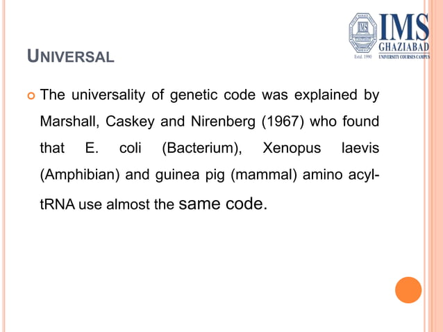 Genetic code microbiology molecular biology | PPT