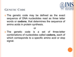Genetic code microbiology molecular biology | PPTX