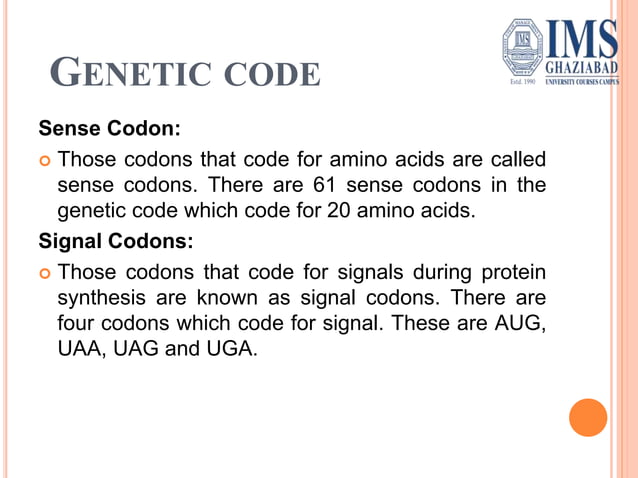 Genetic code microbiology molecular biology | PPT