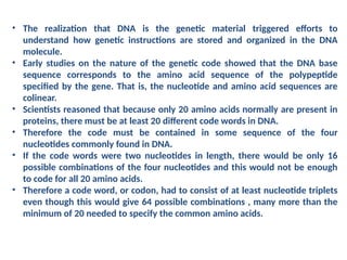 deciphering the genetic code and its features | PPTX