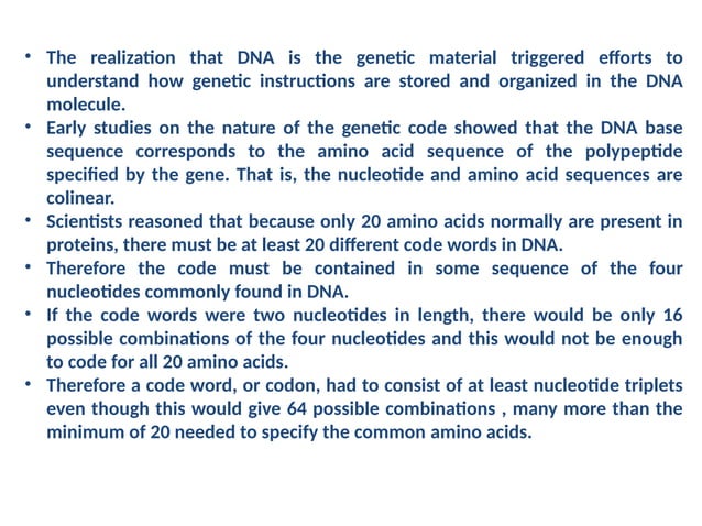 deciphering the genetic code and its features | PPTX