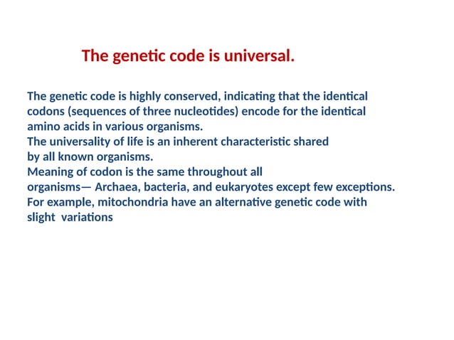 deciphering the genetic code and its features | PPTX