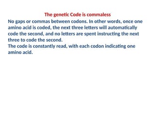 deciphering the genetic code and its features | PPTX
