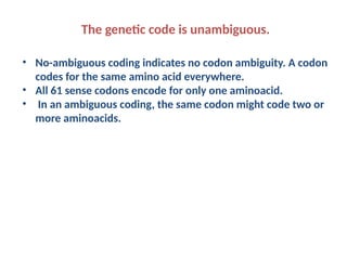 deciphering the genetic code and its features | PPTX