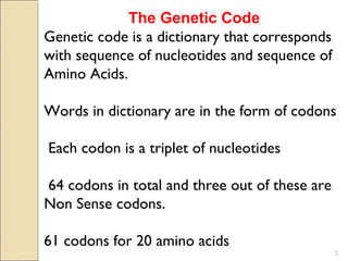Genetic code and translation | PPT