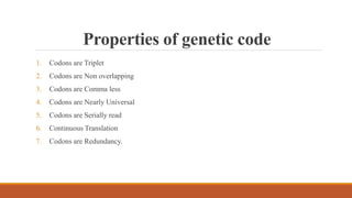 Genetic code deciphering propertie and code dictionary. | PPTX | Programming Languages | Computing