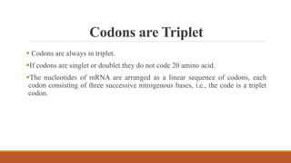 Genetic code deciphering propertie and code dictionary. | PPTX ...