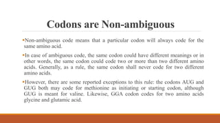 Genetic code deciphering propertie and code dictionary. | PPTX ...