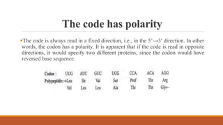 Genetic code deciphering propertie and code dictionary. | PPTX ...