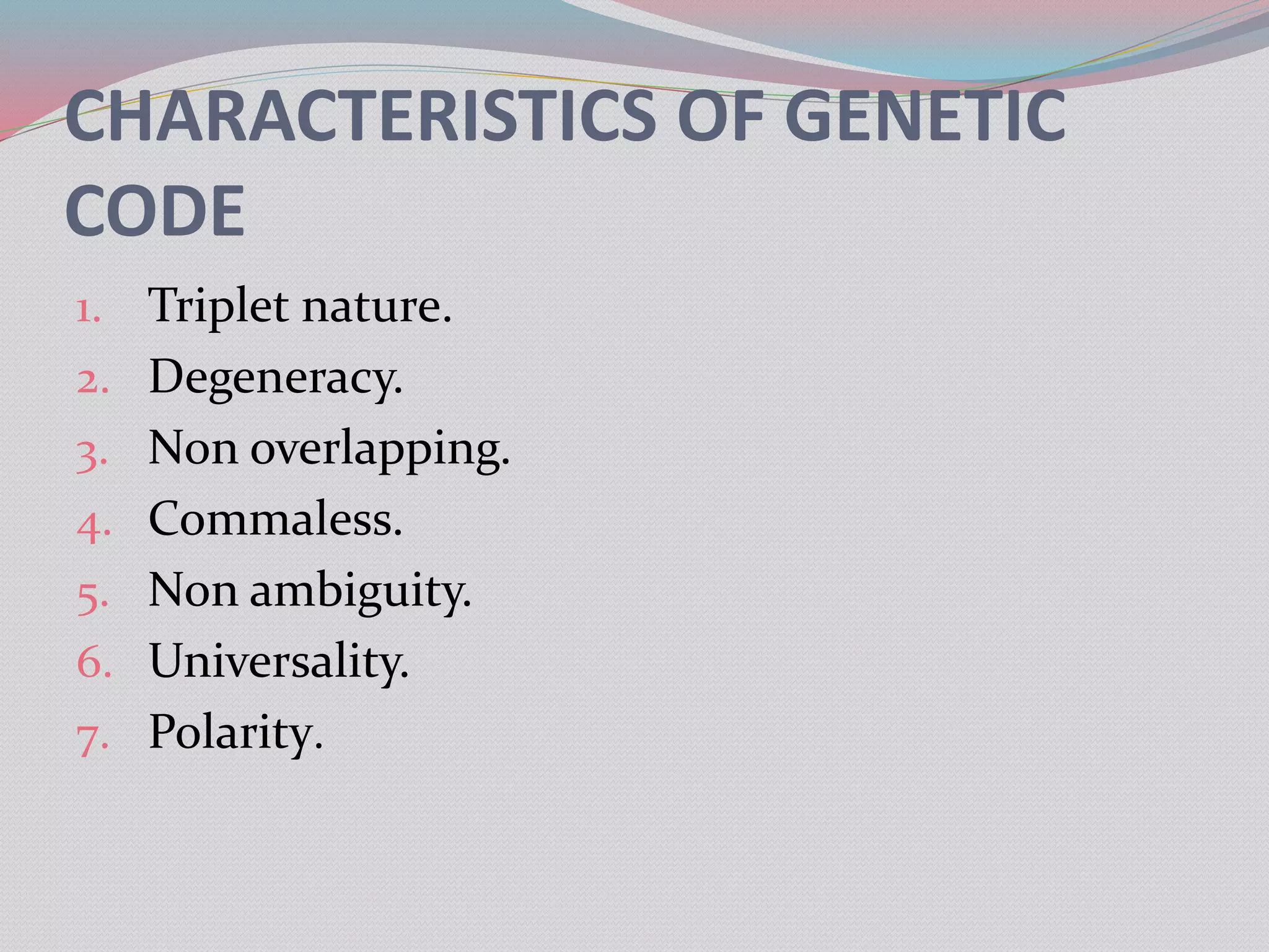 Genetic code features and character | PPTX