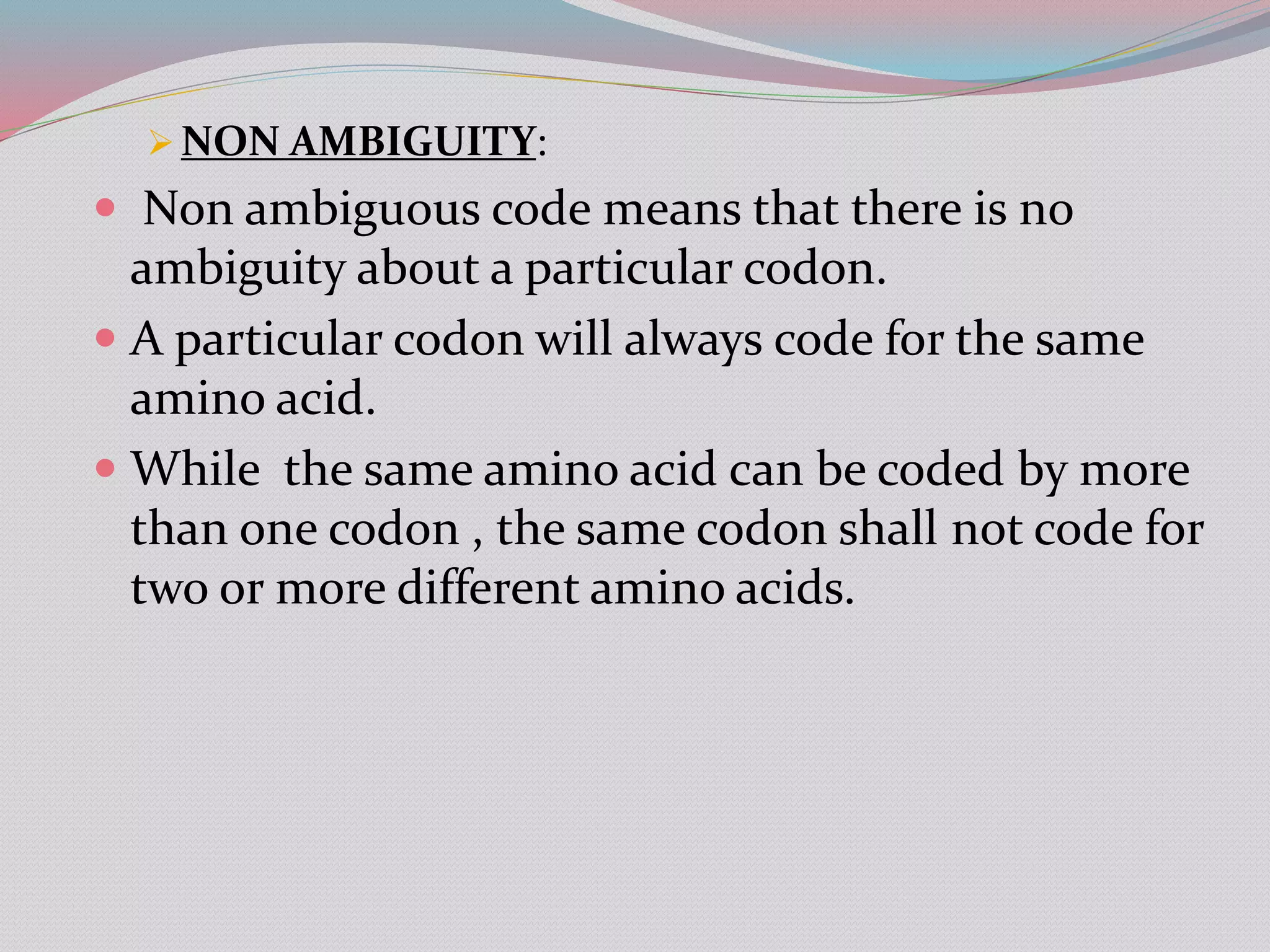 Genetic code features and character | PPTX