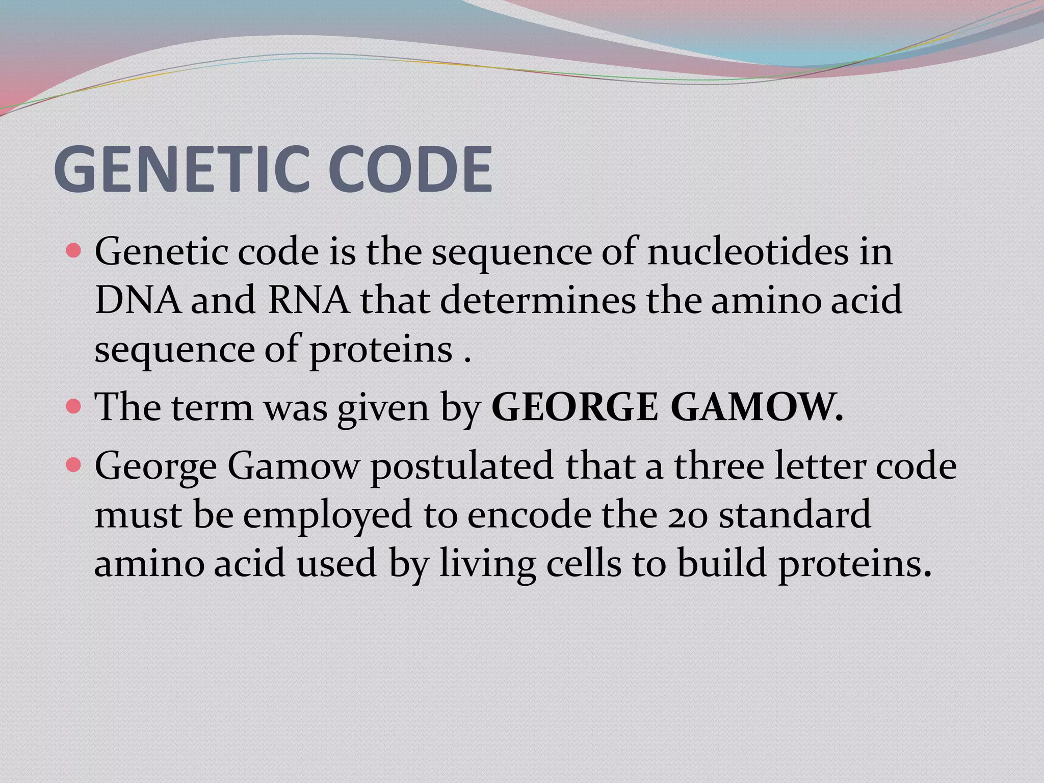 Genetic code features and character | PPTX | Programming Languages ...