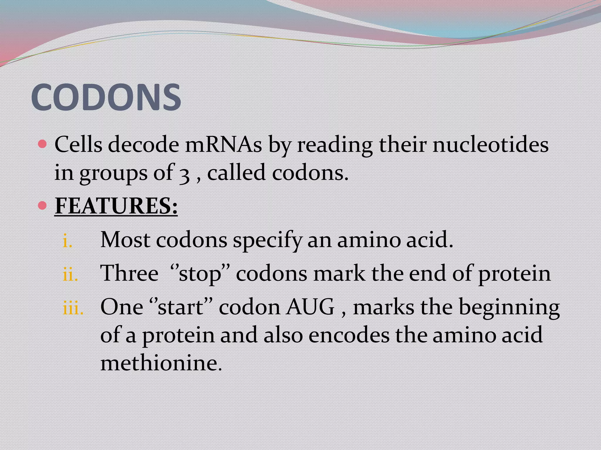 Genetic code features and character | PPTX