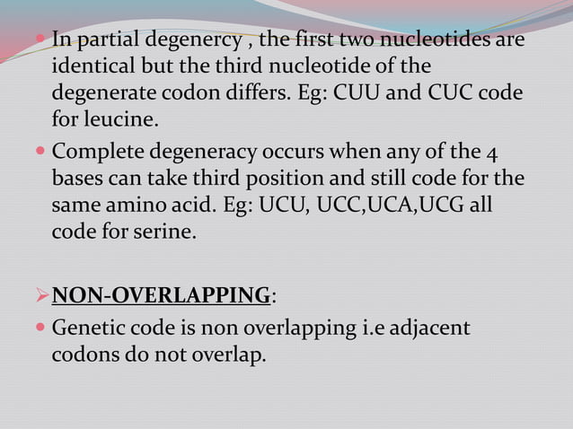 Genetic code features and character | PPTX | Programming Languages ...