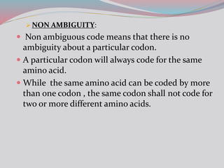 Genetic code features and character | PPTX
