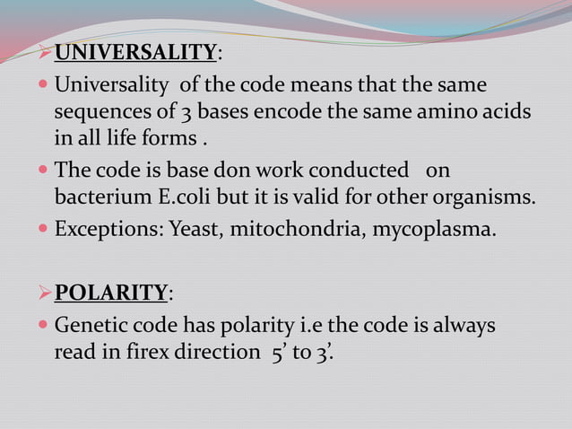 Genetic code features and character | PPTX | Programming Languages ...