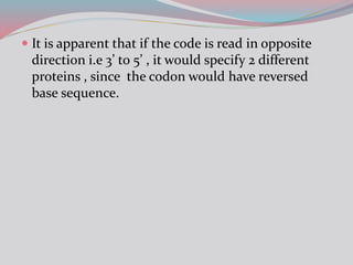 Genetic code features and character | PPTX