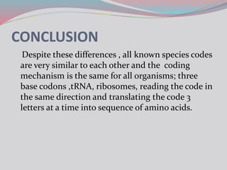 Genetic code features and character | PPTX