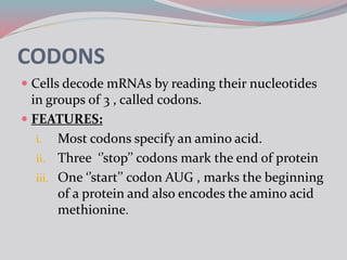 Genetic code features and character | PPTX