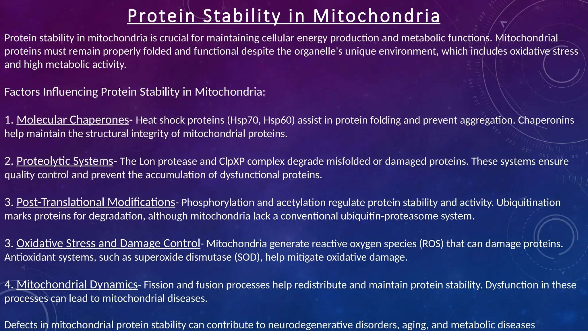 Genetic code in mitochondria; Transport of proteins and molecular ...