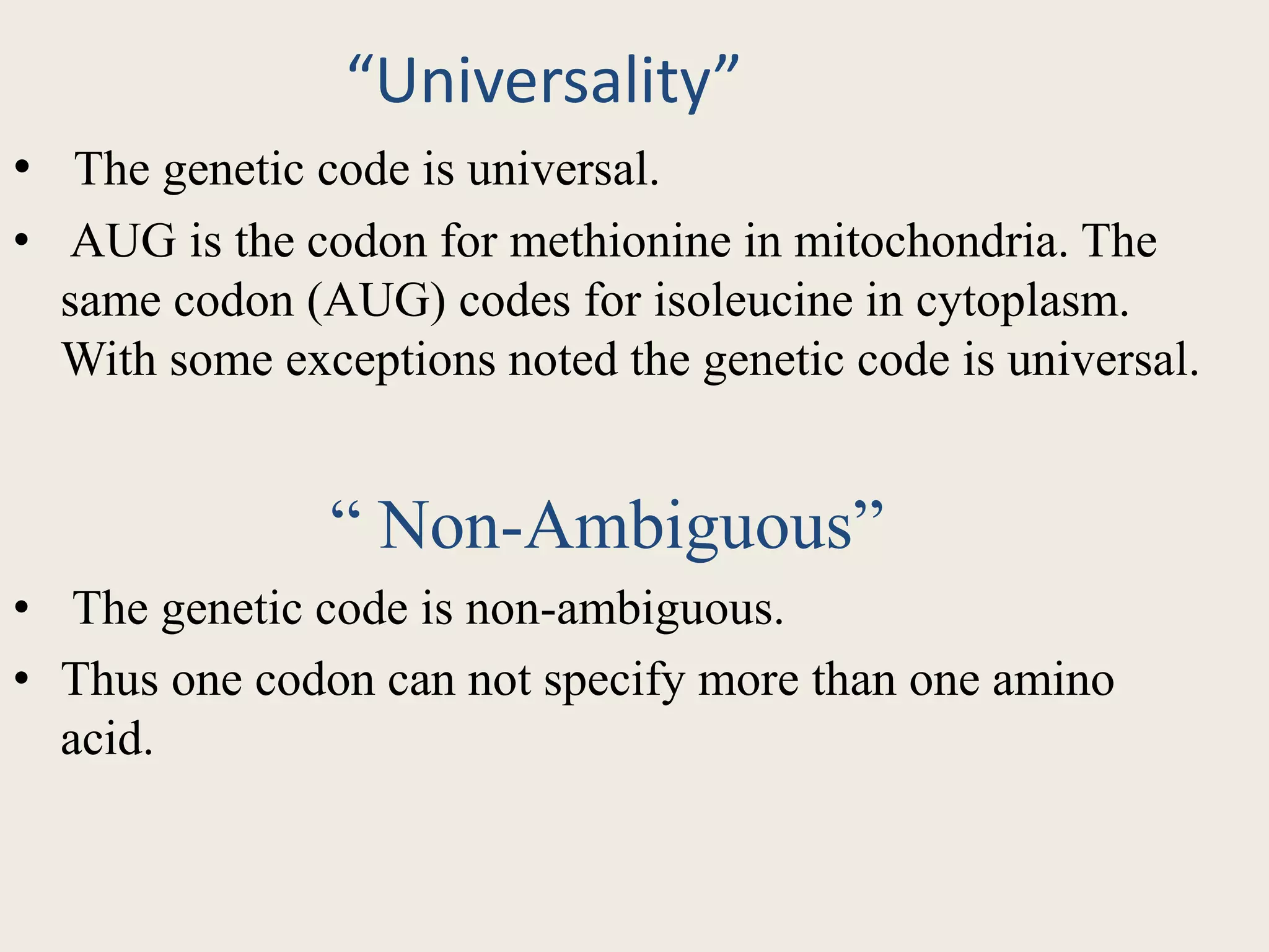 Genetic code ppt | PPTX | Programming Languages | Computing