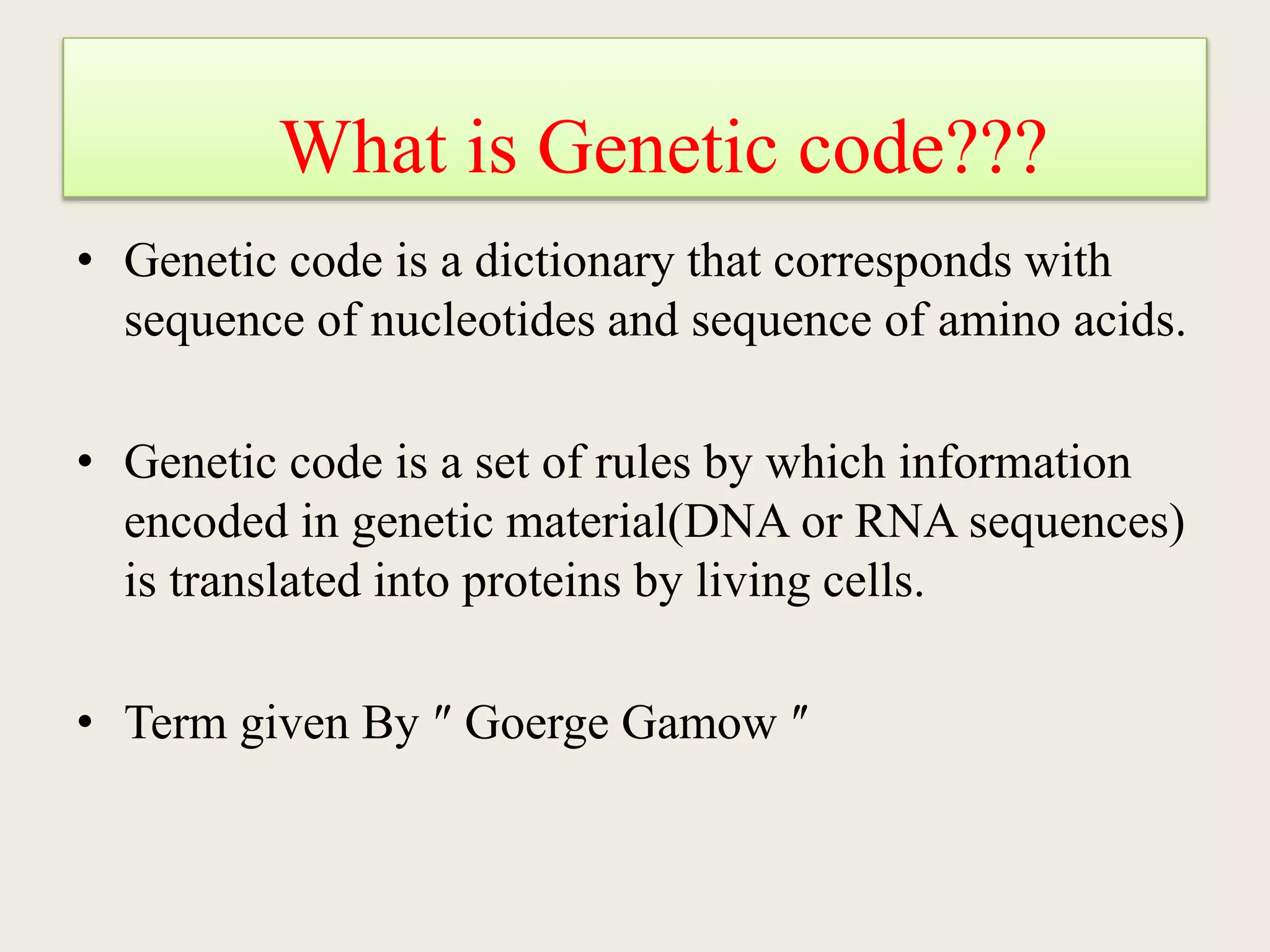 Genetic code ppt | PPTX
