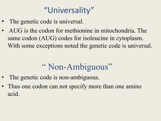 Genetic code ppt | PPTX