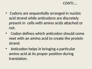 Genetic code ppt and role in protein synthesis | PPTX