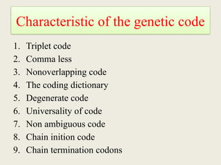 Genetic code ppt and role in protein synthesis | PPTX