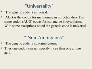 Genetic code ppt and role in protein synthesis | PPTX
