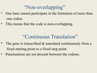 Genetic code ppt and role in protein synthesis | PPTX