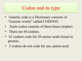 Genetic code ppt and role in protein synthesis | PPTX
