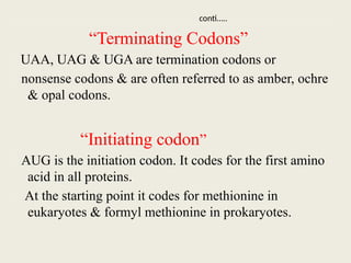 Genetic code ppt and role in protein synthesis | PPTX
