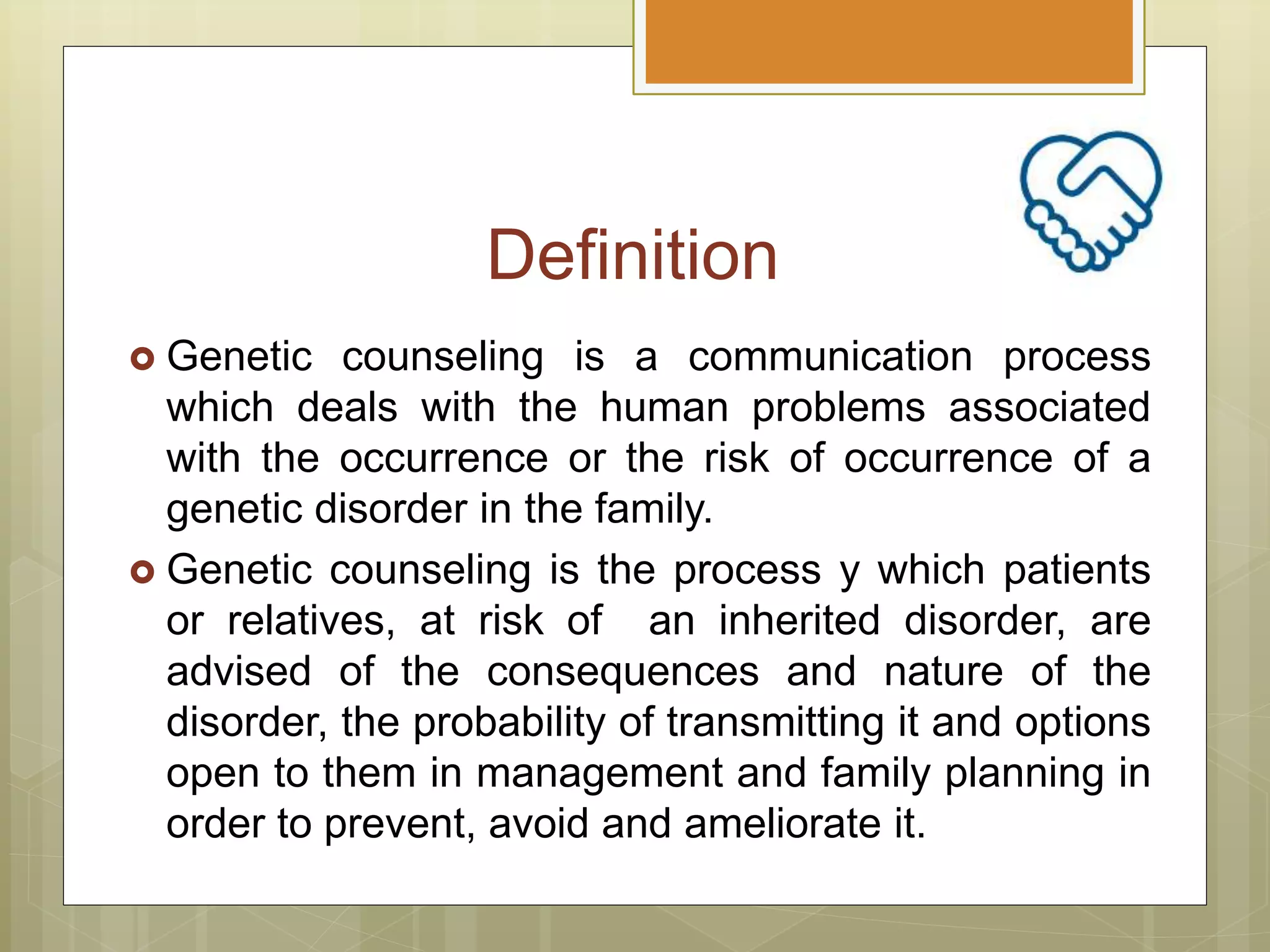 Genetic counseling: indications, types, purposes, beneficiaries, phases ...
