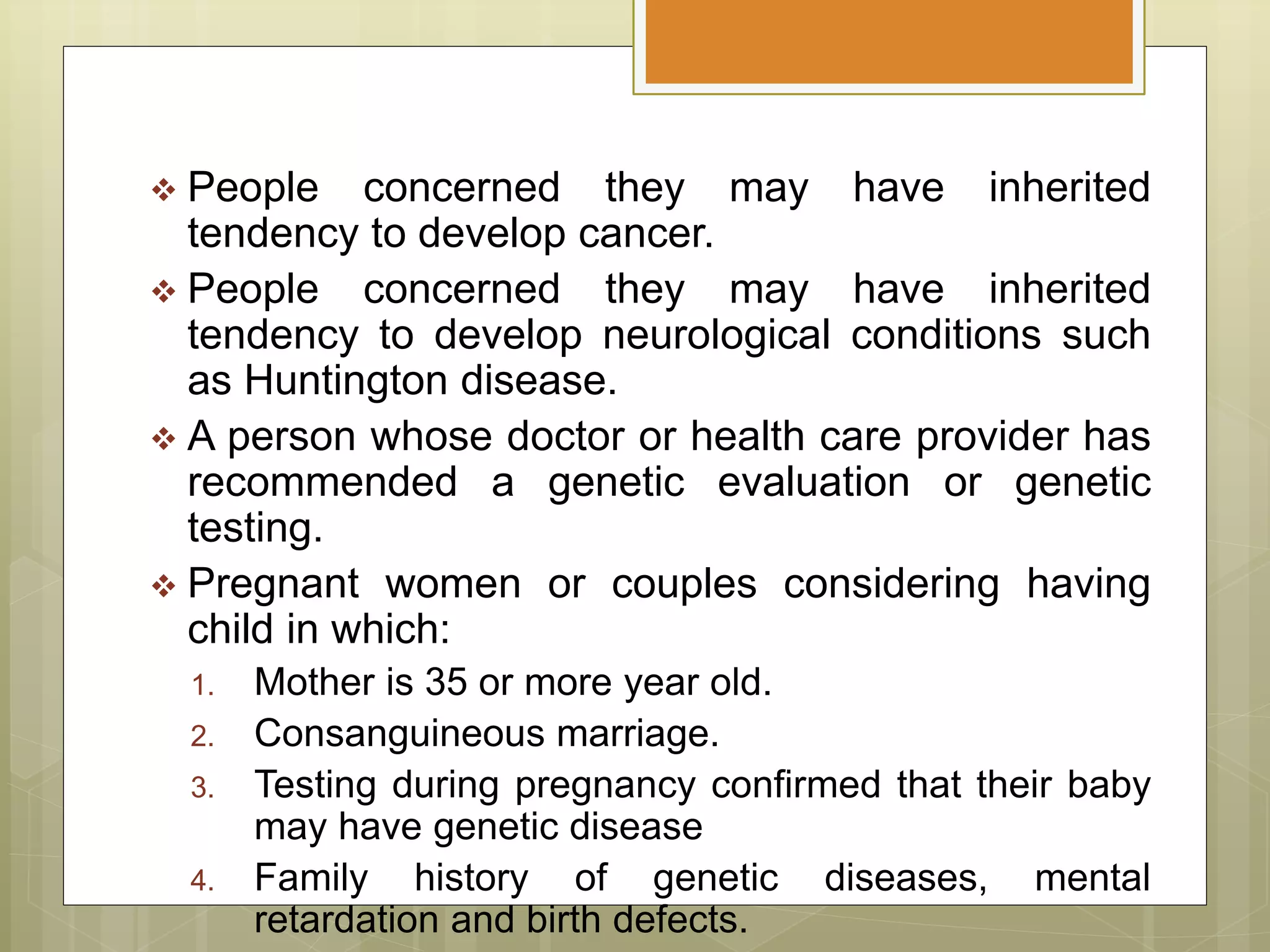 Genetic counseling: indications, types, purposes, beneficiaries, phases ...