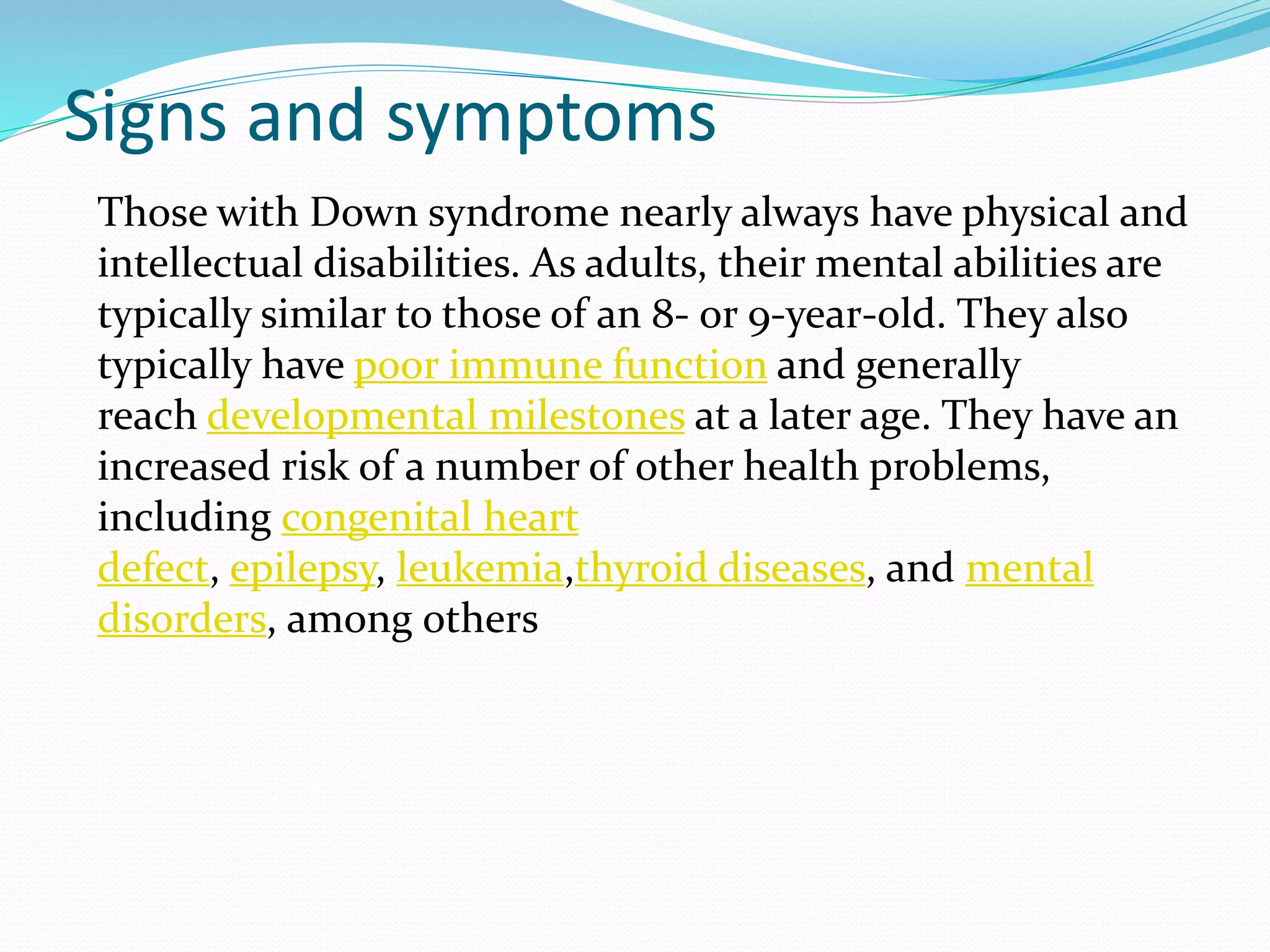 Genetic & ;Development Disorders Down's syndrome. | PPTX