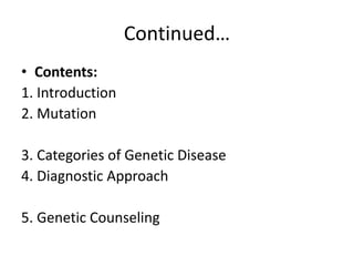 Genetic diseases lecture | PPTX