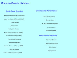 Genetic disorders | PPTX | Genetics | Science