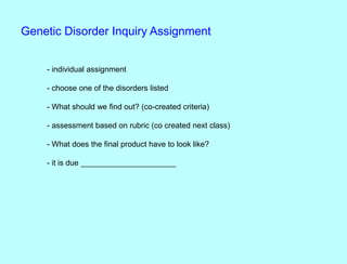 Genetic disorders | PPTX | Genetics | Science