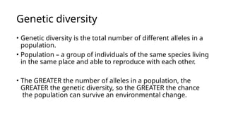 genetic diversity and mutations - selection | PPTX