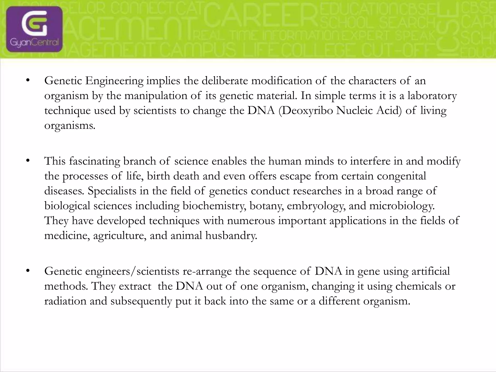 Genetic engeneering prospects | PPT
