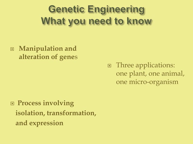 Genetic engineering overview | PPTX | Biotech and Biomedical Industry ...