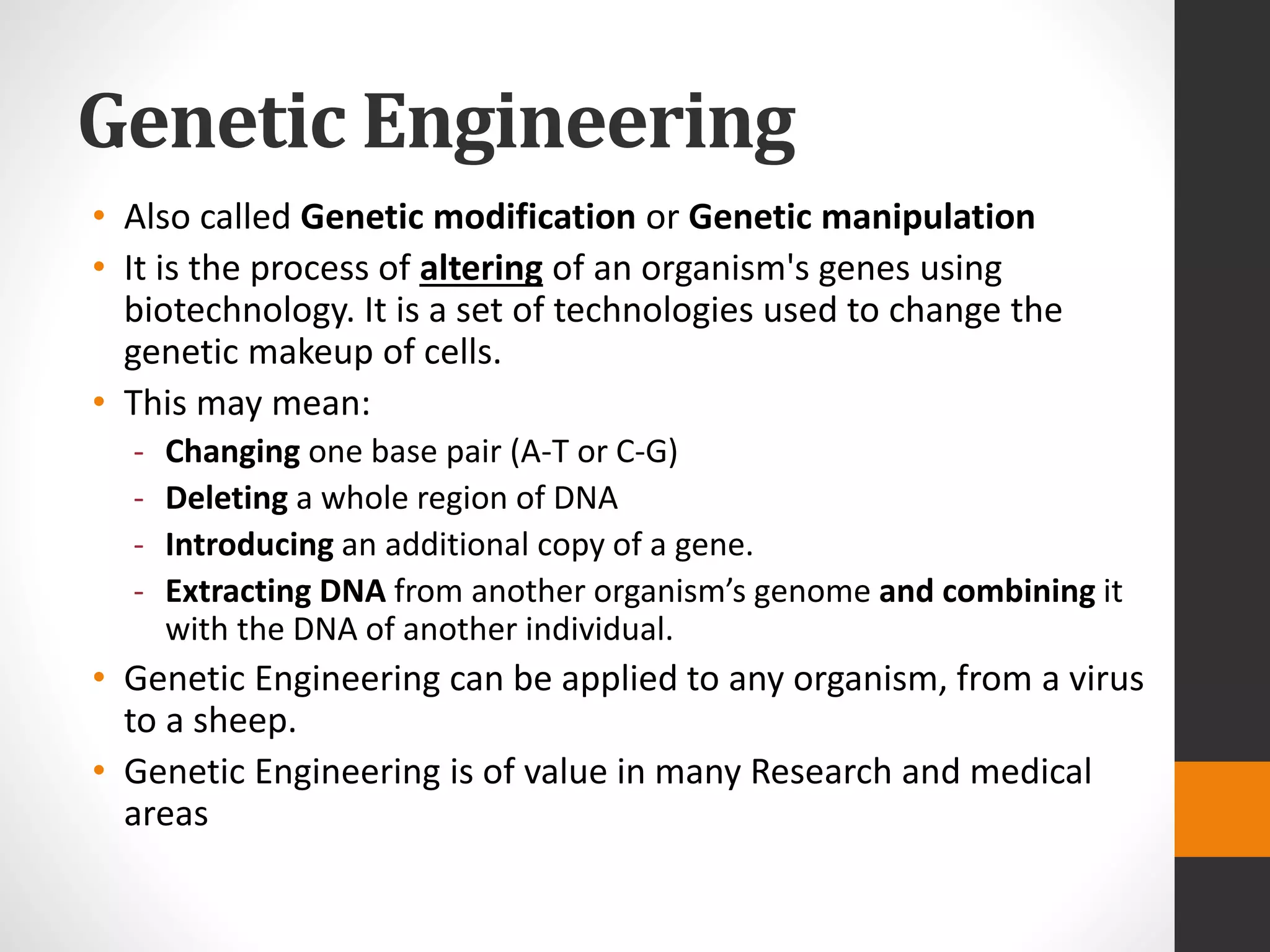 Genetic engineering and Recombinant DNA | PPTX