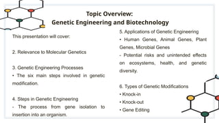 GENETIC ENGINEERING AND BIOTECHNOLOGY... | PPTX